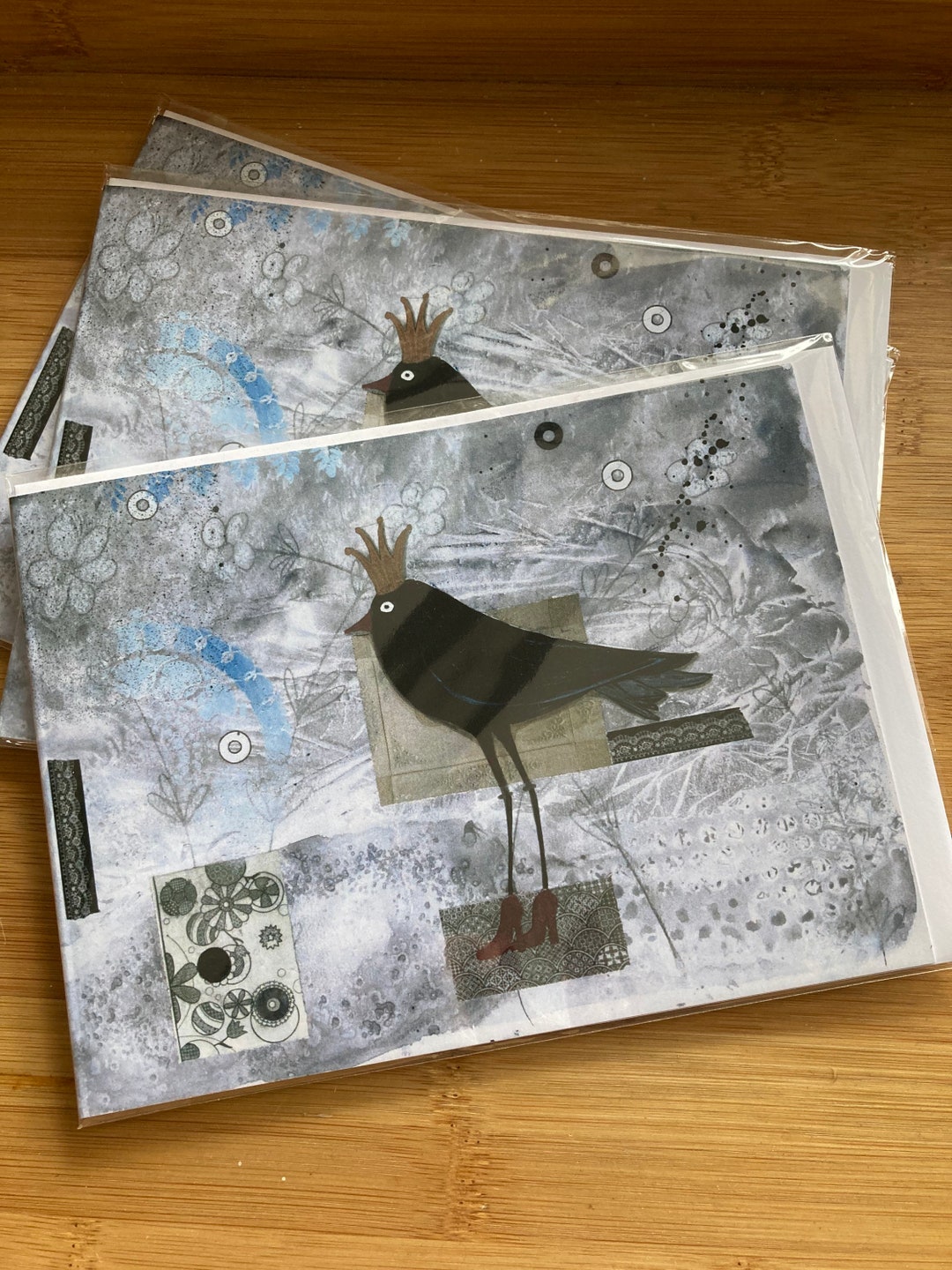 Crowned Bird Crow Greeting Card - Etsy