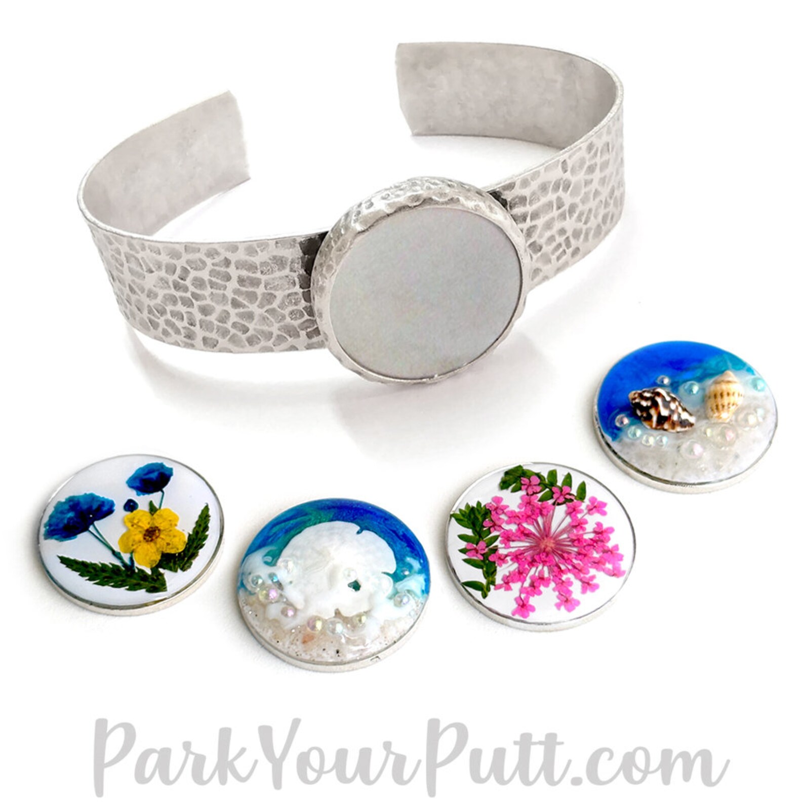 Golf Jewelry Hammered Silver Magnetic Golf Ball Marker Bracelet ...