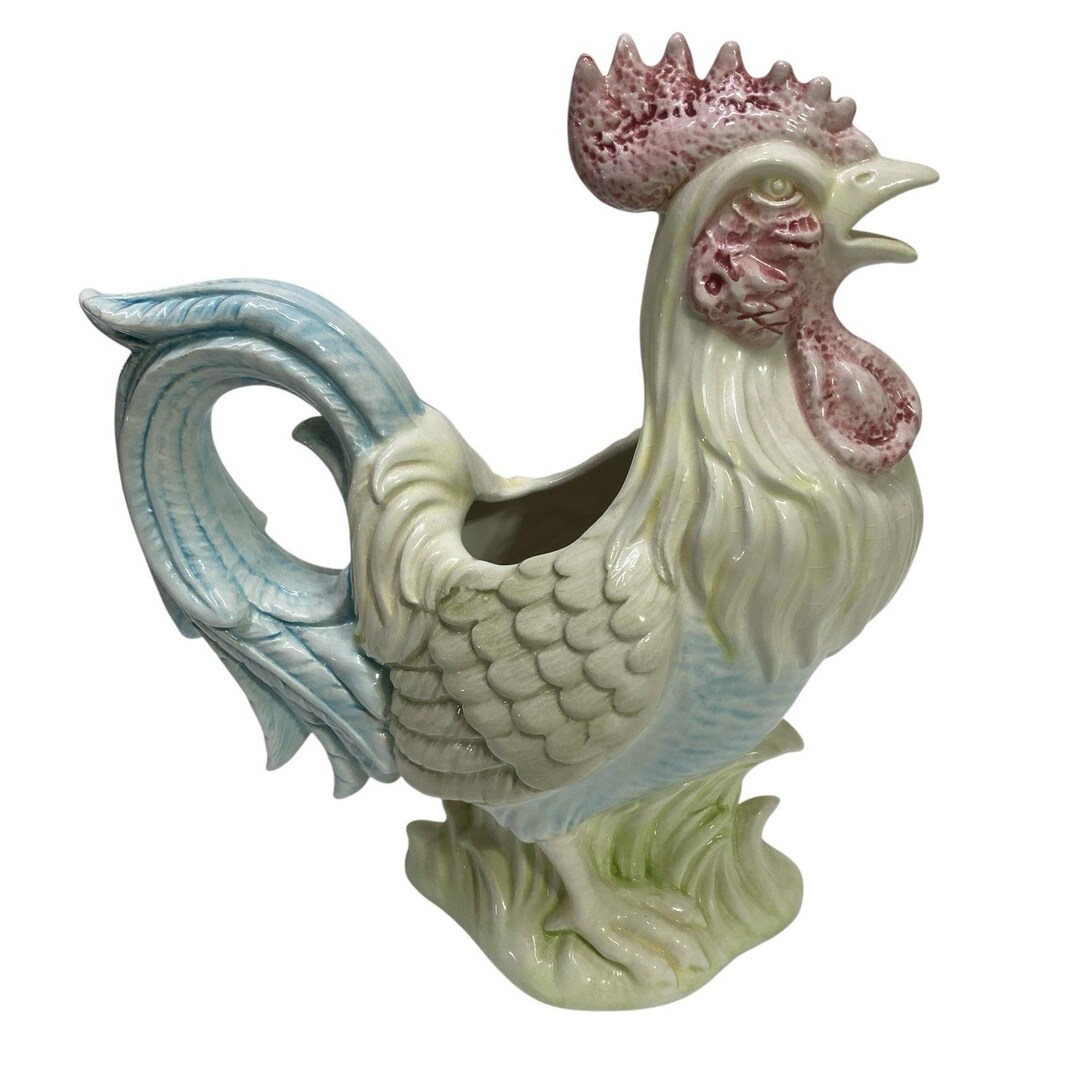 Italian Ceramic Rooster Pitcher Hand Painted by Pizzato Made in Italy ...