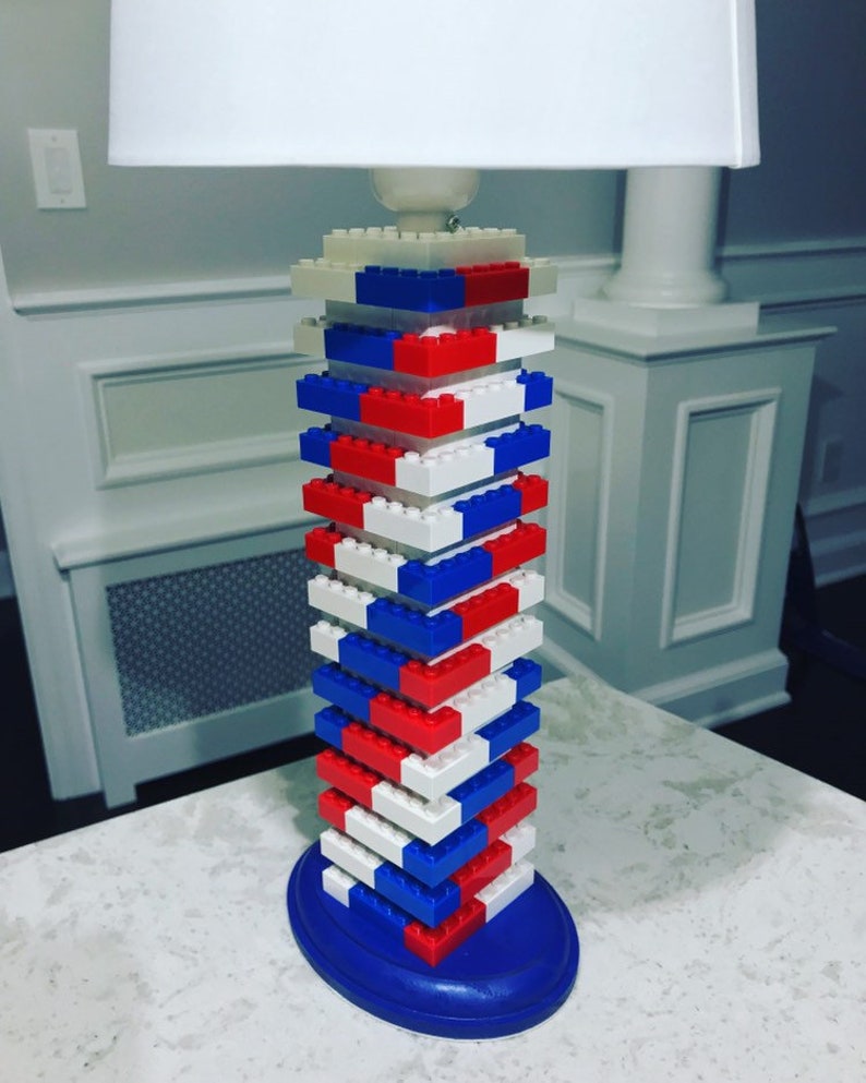 Red, White & Blue Lamp Made of LEGO® Bricks - Etsy