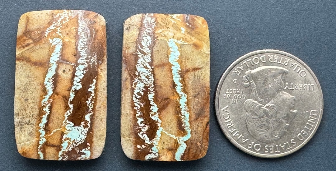 Royston Ribbon "boulder" Turquoise Cabochon- Pair - Etsy