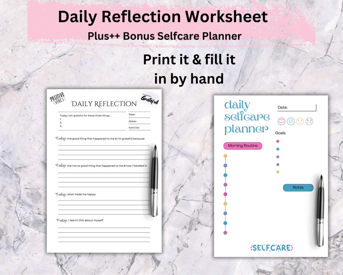 Daily Reflection Worksheet, Journal Page, Promps, Planner, Printable ...
