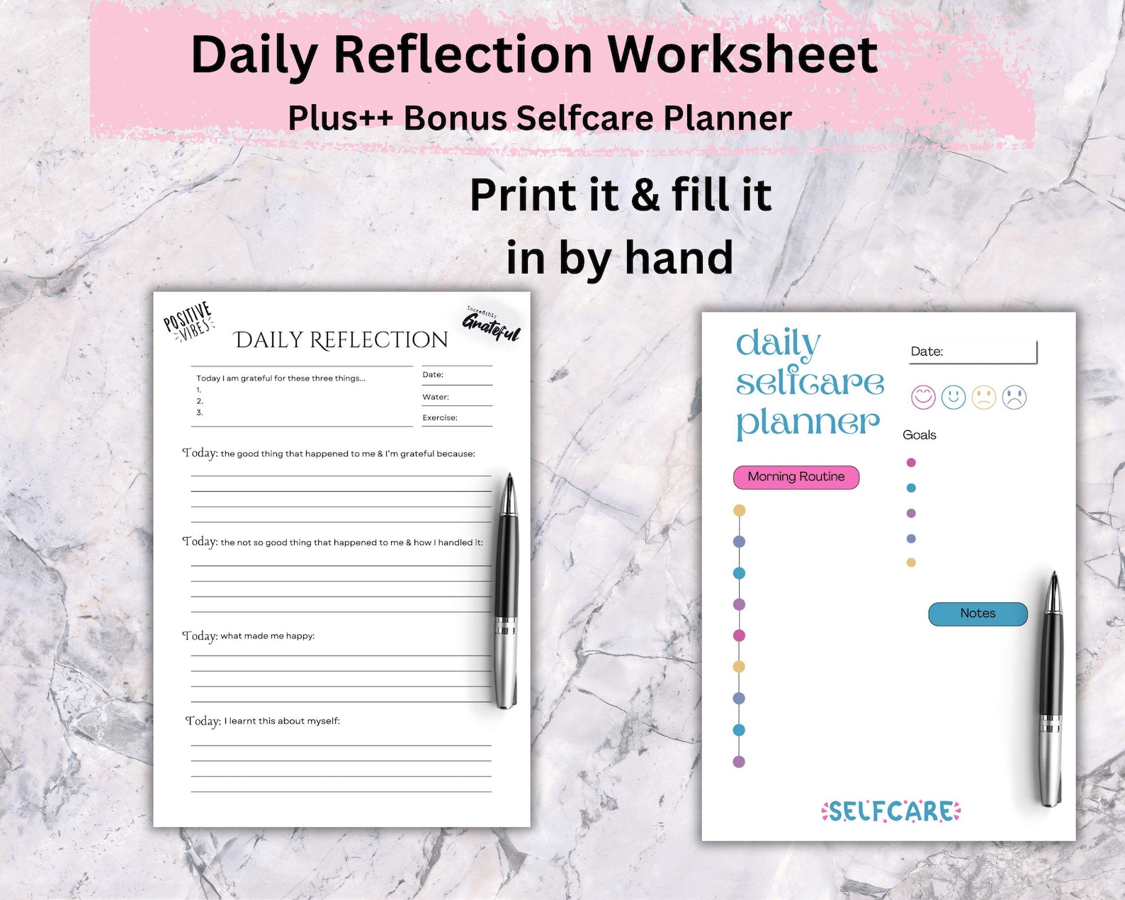 Daily Reflection Worksheet, Journal Page, Promps, Planner, Printable ...