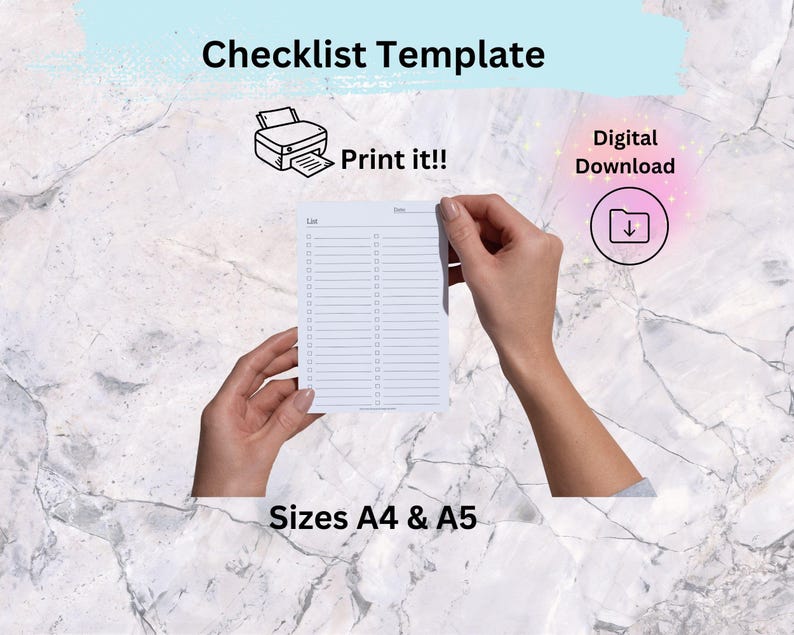 Blank Checklist Template, List, Printable & Fillable, Simple Easy ...