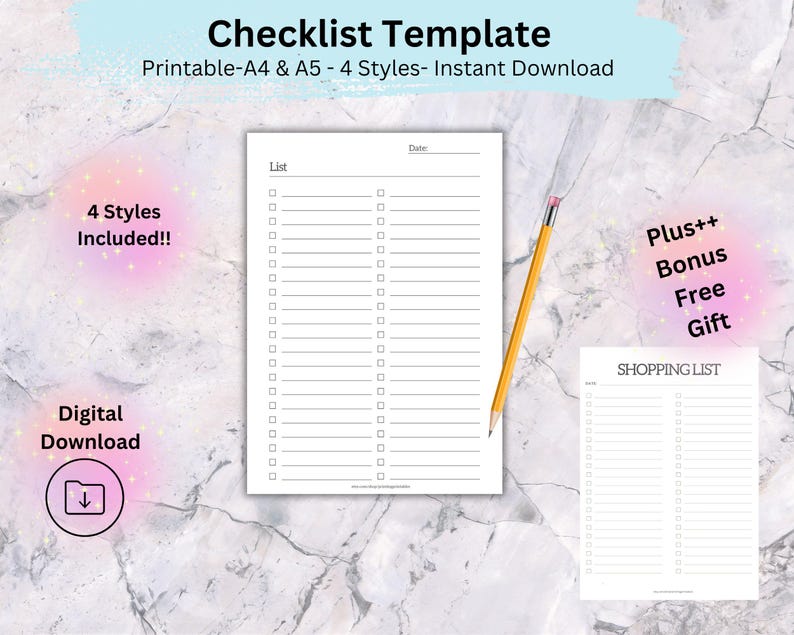 Blank Checklist Template, List, Printable & Fillable, Simple Easy ...