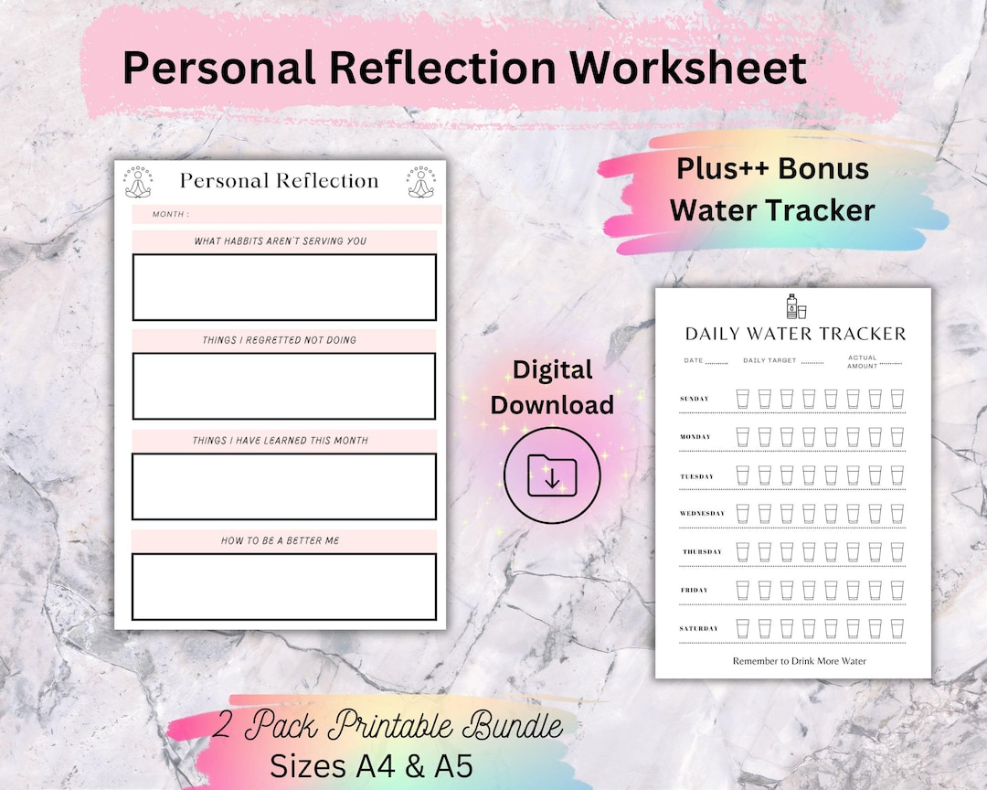Personal Reflection Worksheet, Journal Page, Promps, Planner, Printable ...