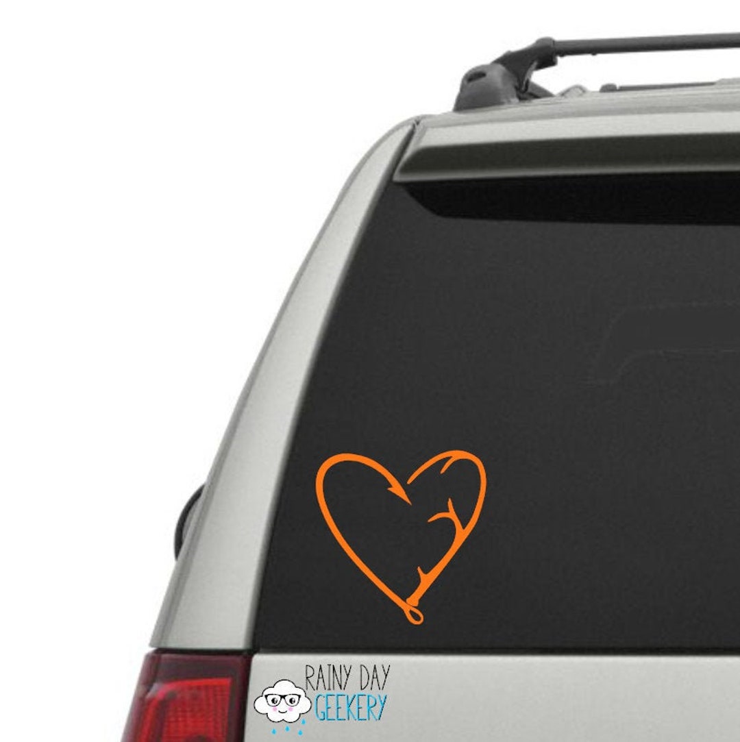 Hunting and Fishing Heart Vinyl Decal, Fishing and Hunting Heart ...