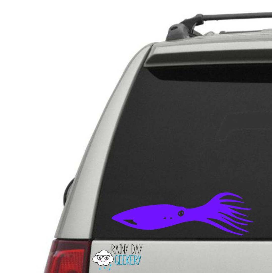 Squid Vinyl Decal - Swimming Squid Decal - Laptop Decal - Car Window ...