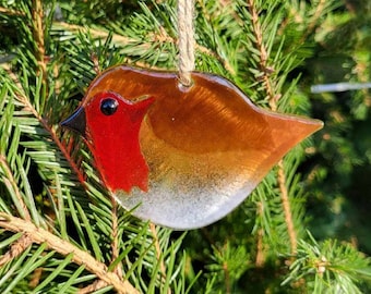 Fused Glass Christmas Decoration, Robin, Hanging Decoration, Stocking ...