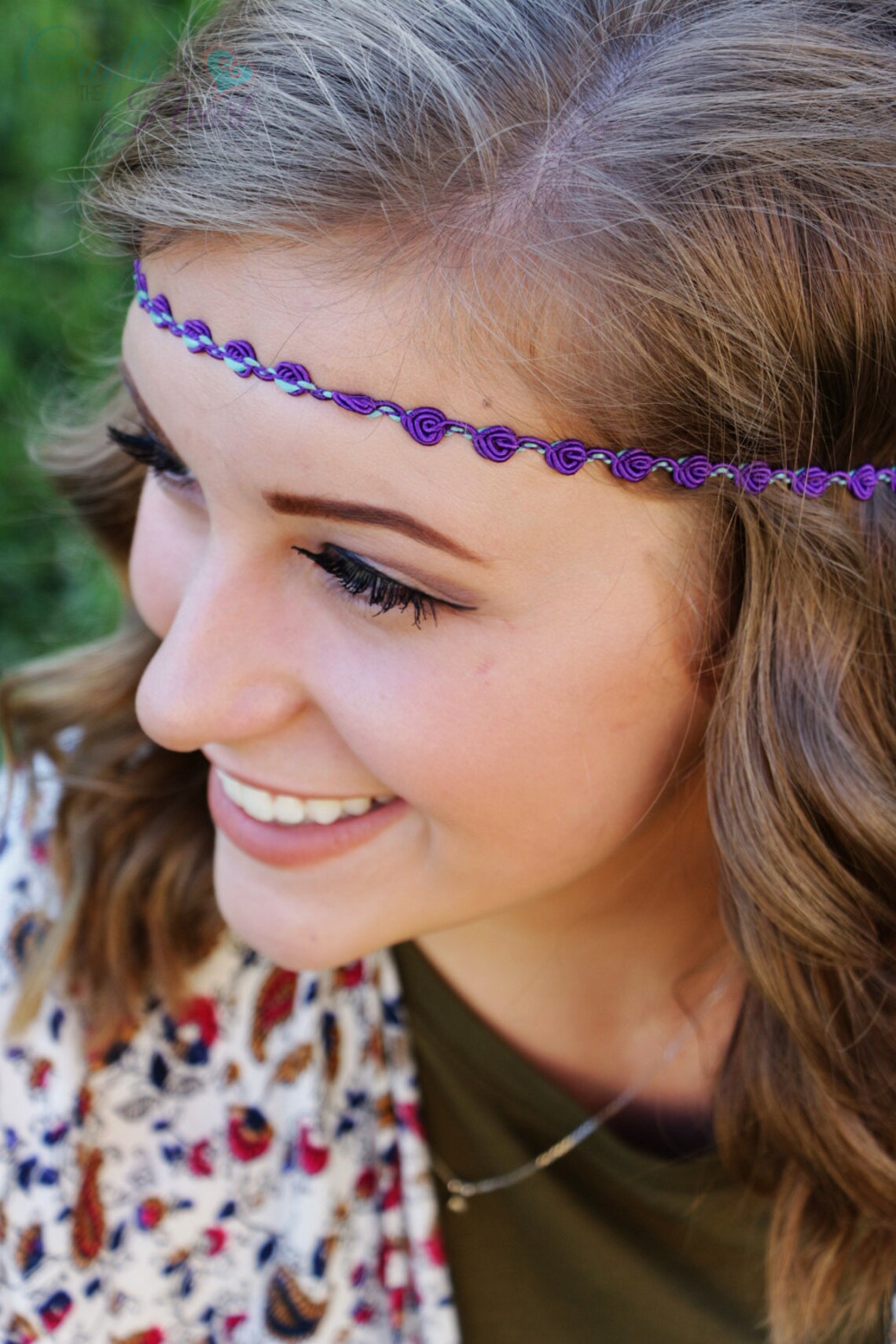Purple Headband Boho Headband Forehead Headband Hippie - Etsy