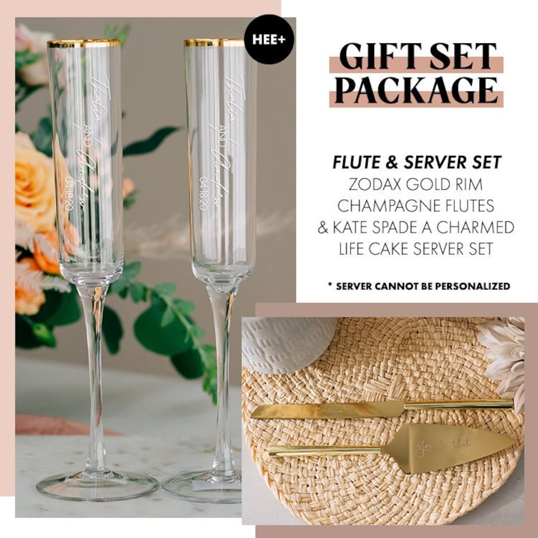 Personalized Kate Spade A Charmed Life Knife & Server Set With Gold Rim ...