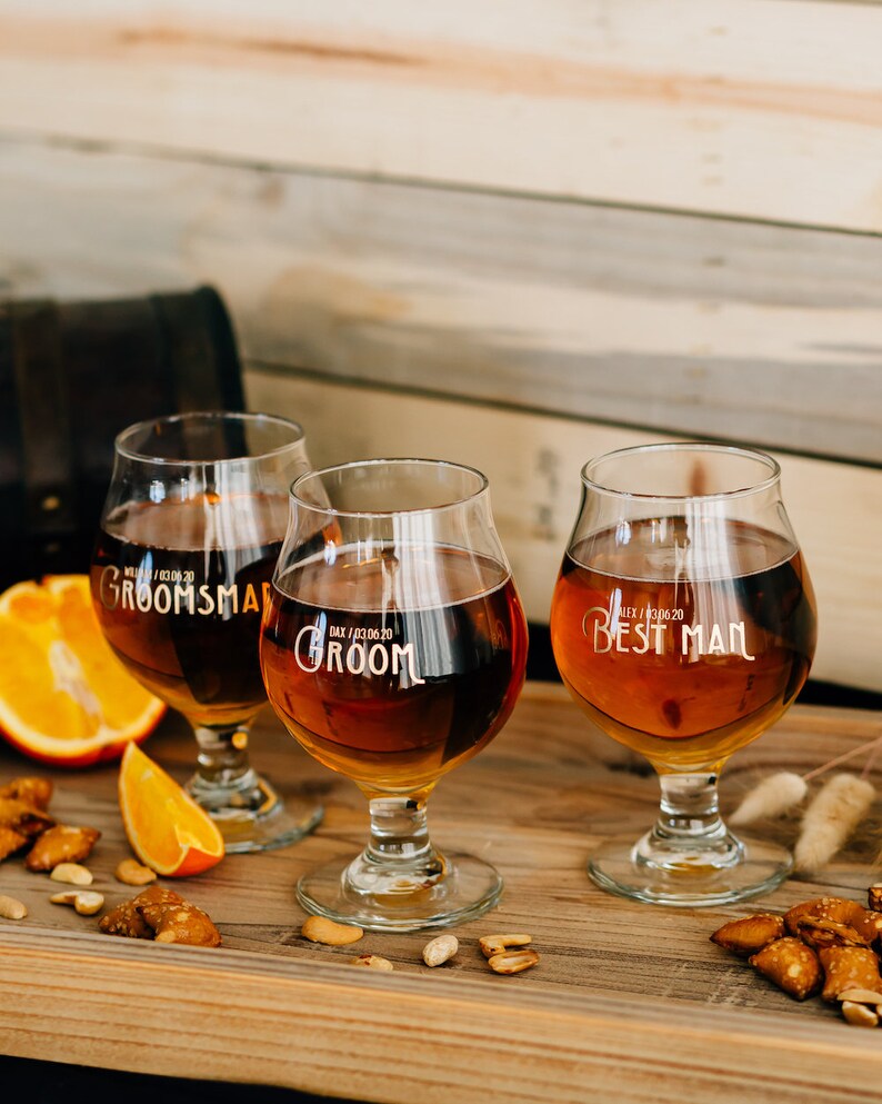 Personalized Stemmed Beer Glass Groomsmen T Engraved Etsy