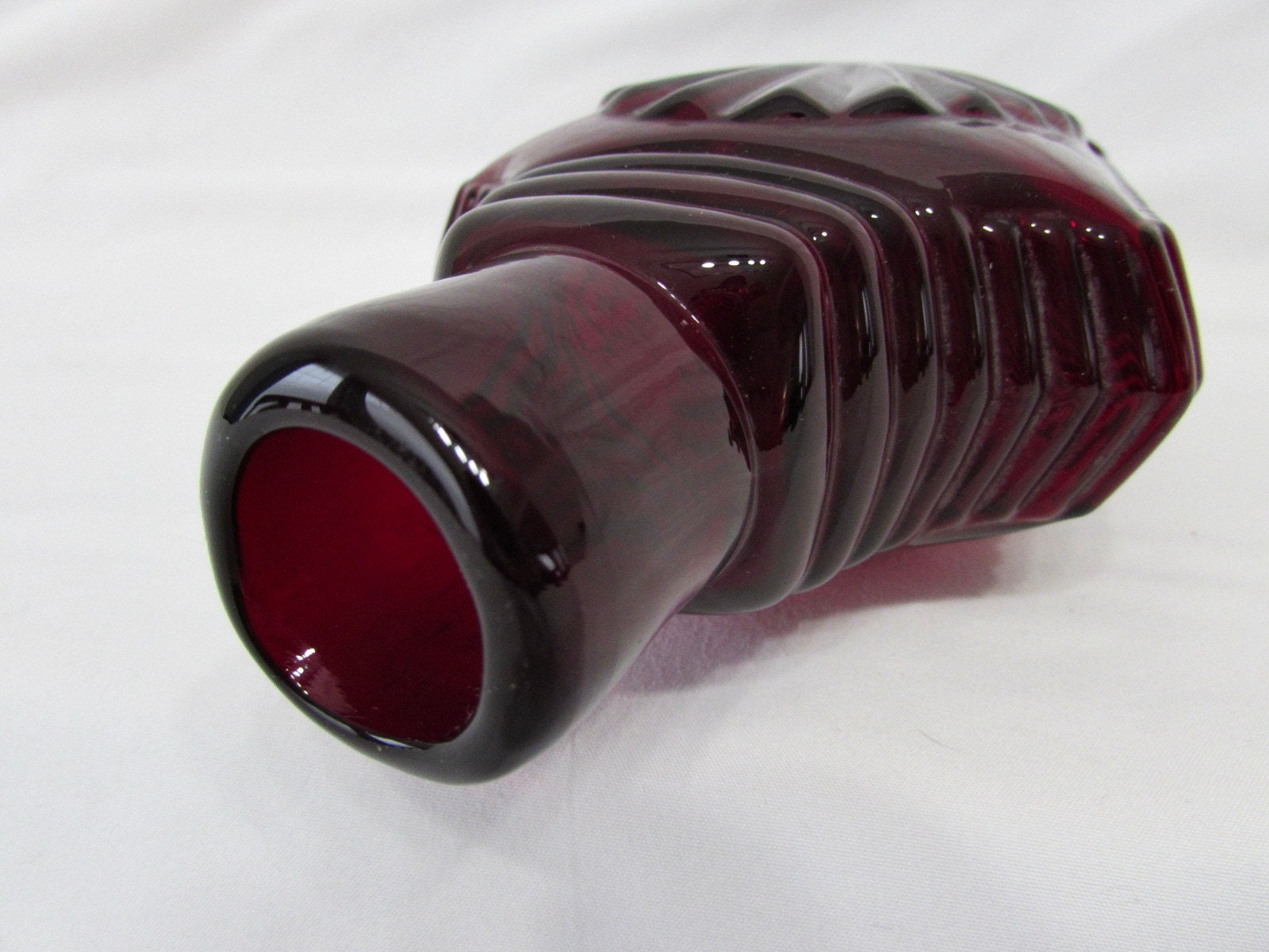 Vintage Sunburst Flask Ruby Red - Etsy