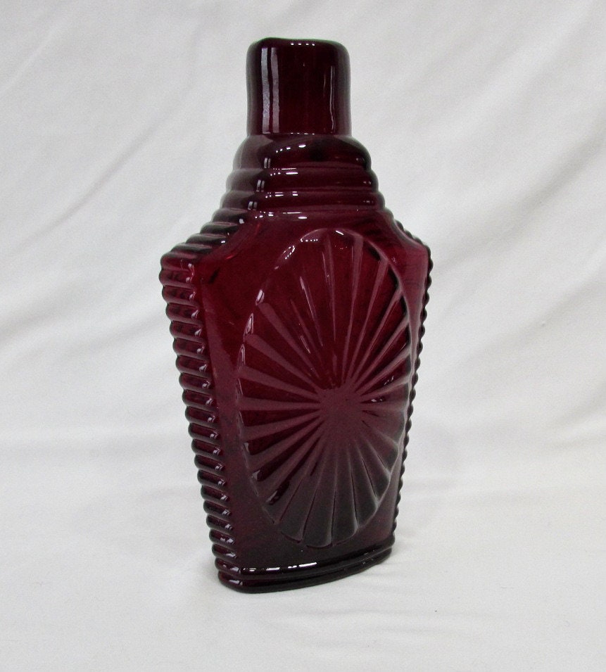 Vintage Sunburst Flask Ruby Red - Etsy