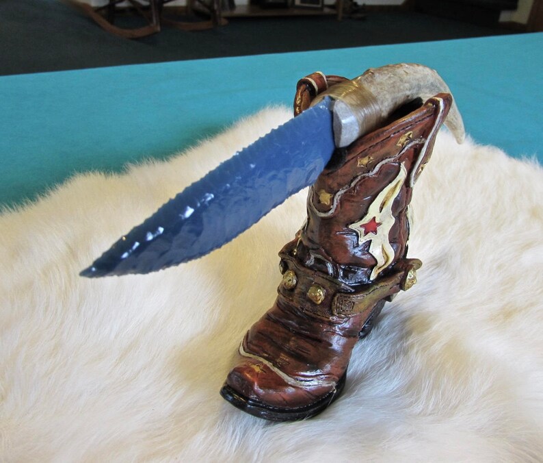 Custom Knapped Knife Stag Cowboy Boot - Etsy