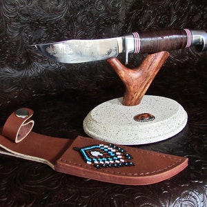 Custom Knife Beadwork Stacked Leather Wade Anthony - Etsy