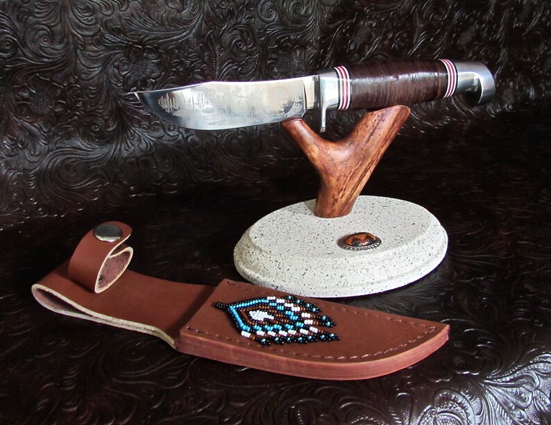 Custom Knife Beadwork Stacked Leather Wade Anthony - Etsy