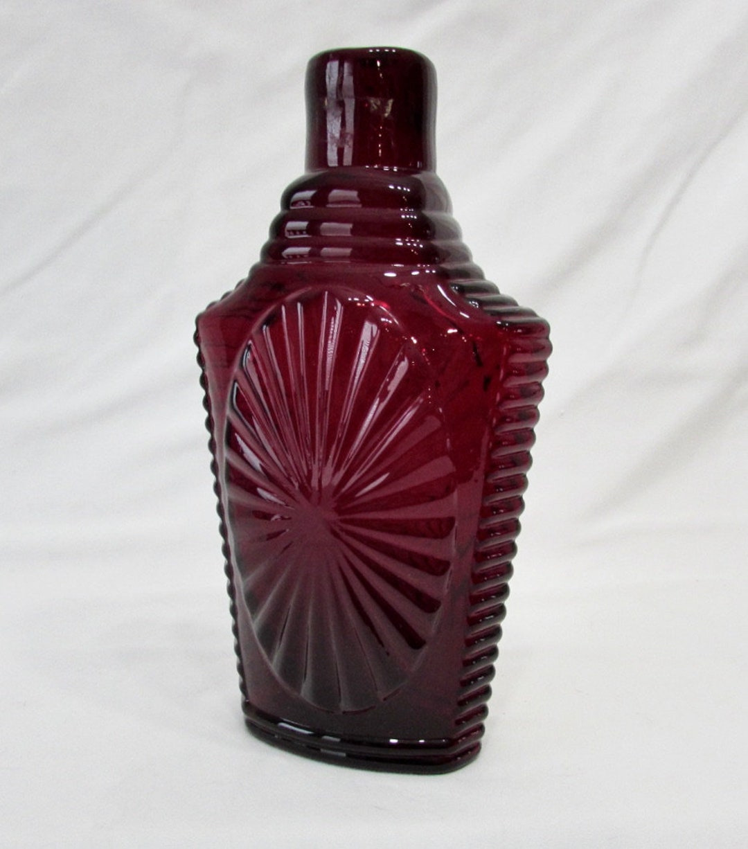 Vintage Sunburst Flask Ruby Red - Etsy