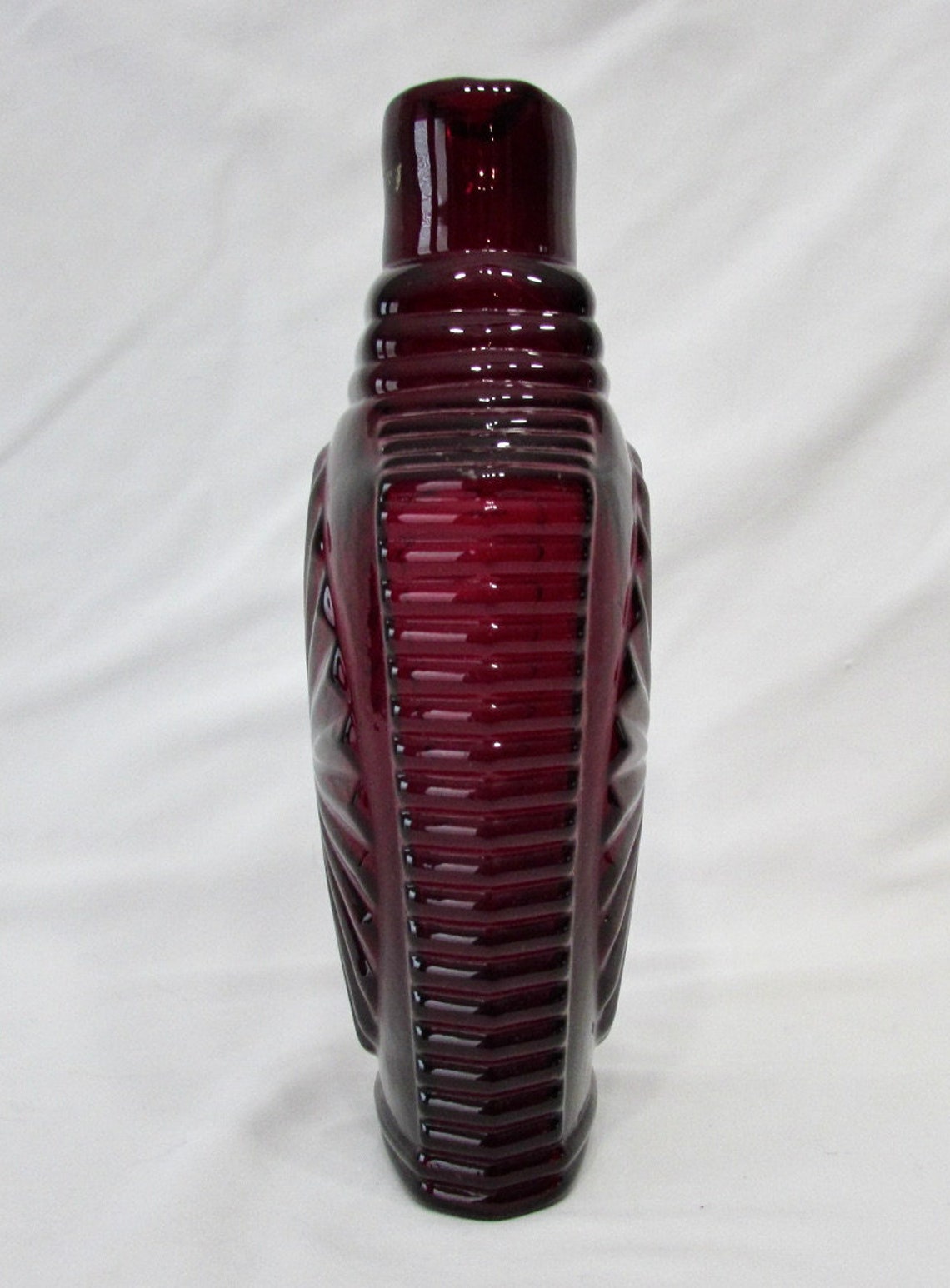 Vintage Sunburst Flask Ruby Red - Etsy
