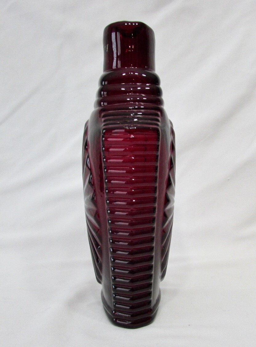 Vintage Sunburst Flask Ruby Red - Etsy