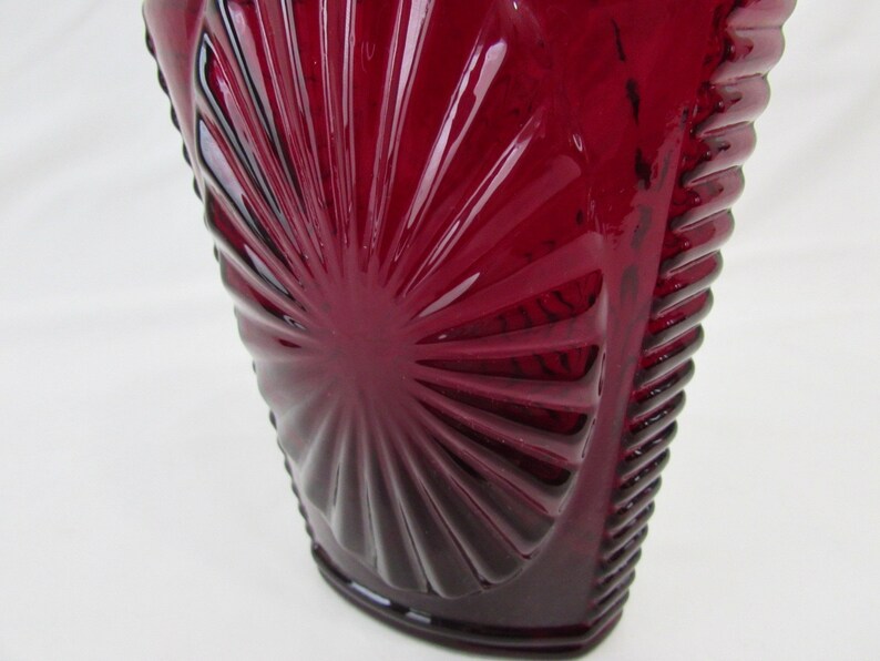 Vintage Sunburst Flask Ruby Red - Etsy