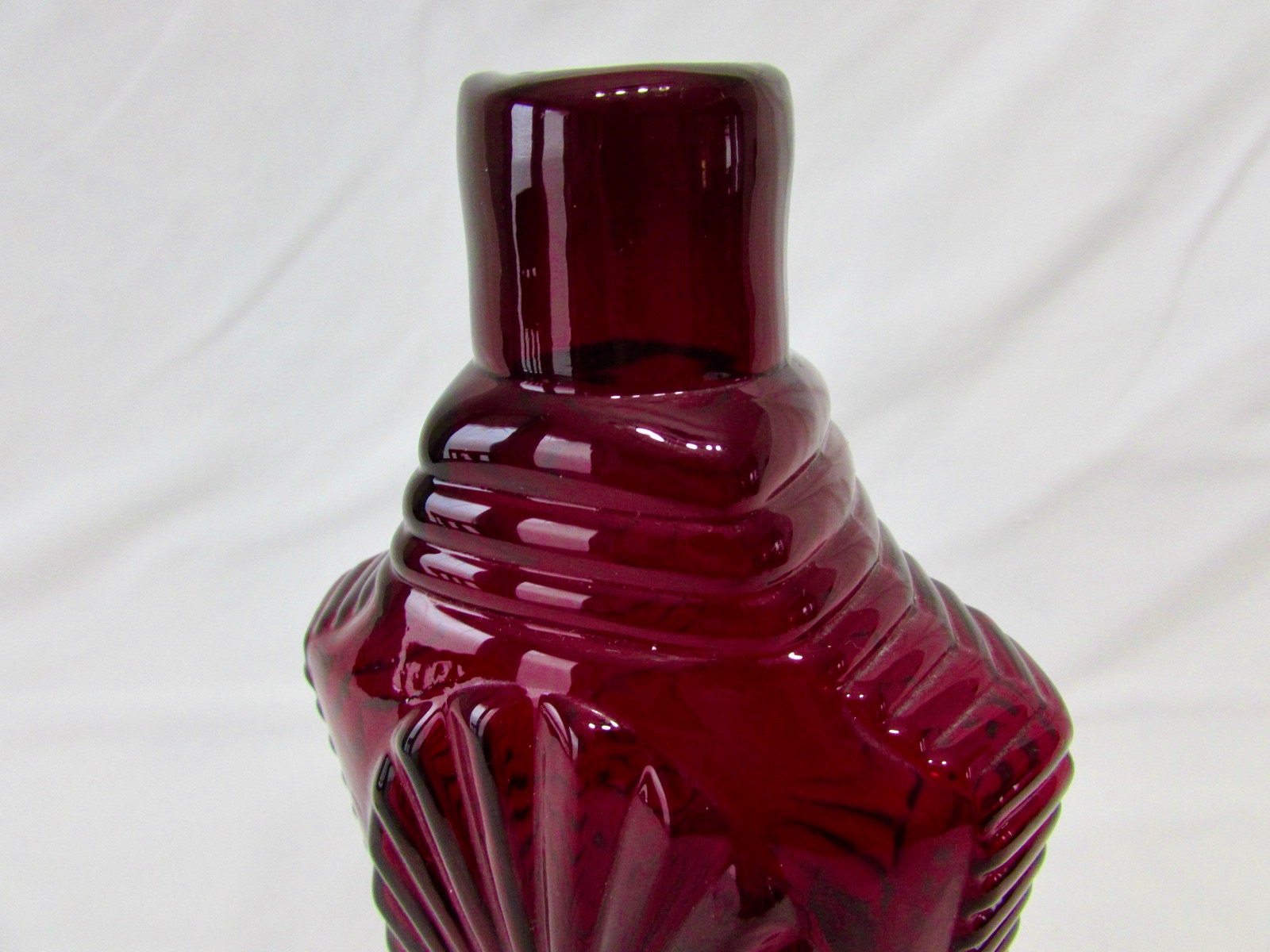 Vintage Sunburst Flask Ruby Red - Etsy