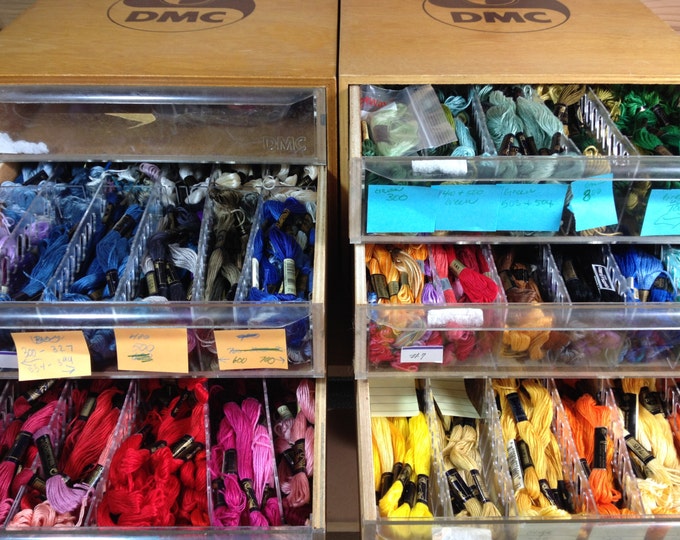 Vintage DMC Floss Wooden Storage Boxes, 1,000 Skeins, JP Coats, Six ...