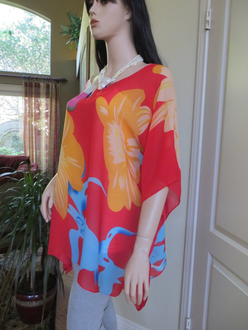 Coverup Luscious Red Tropical Beach Coverup Red Swimsuit - Etsy