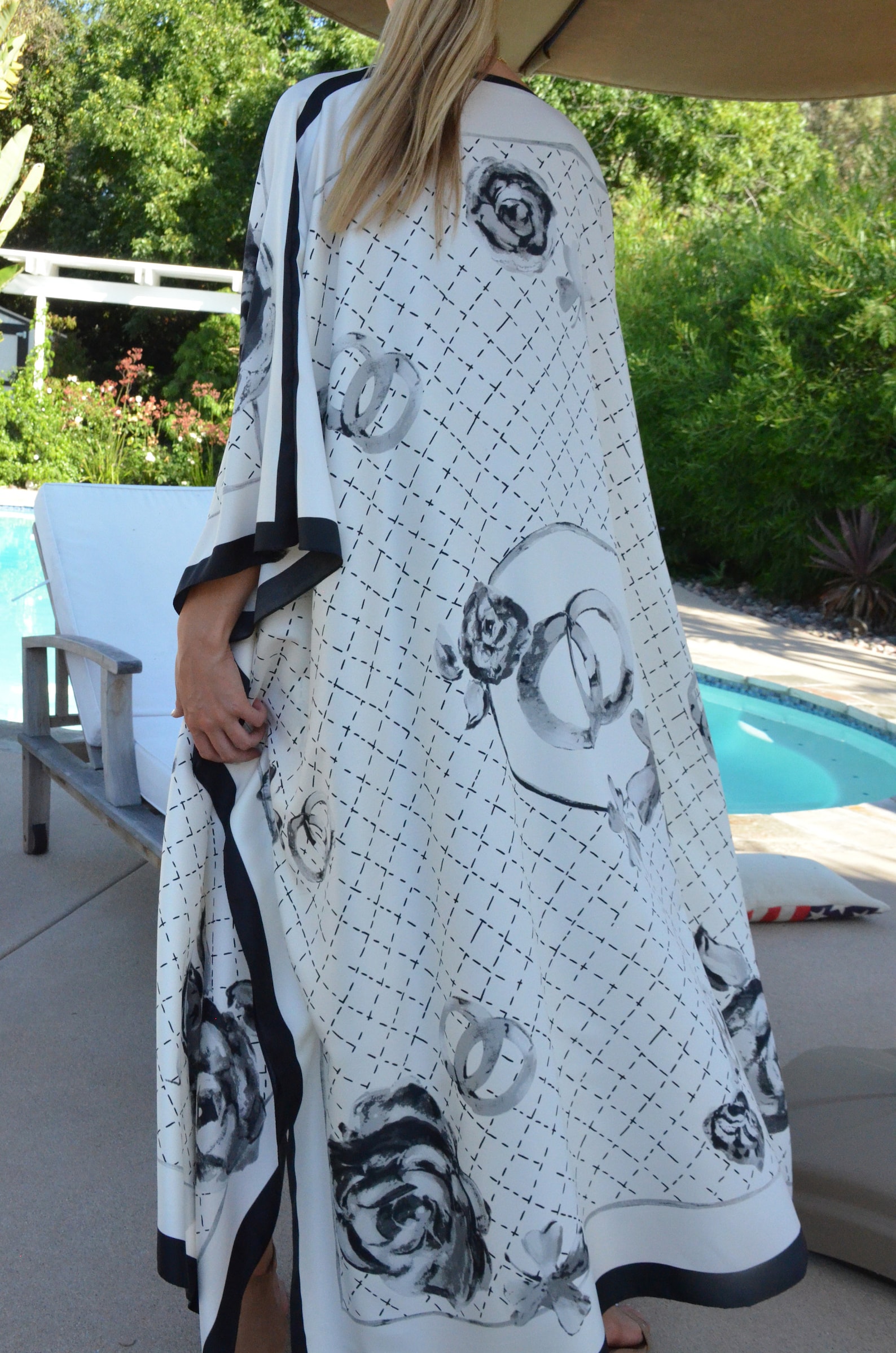 White and Black Silk Kimono Womens Kimonos Long Kimono Silk | Etsy