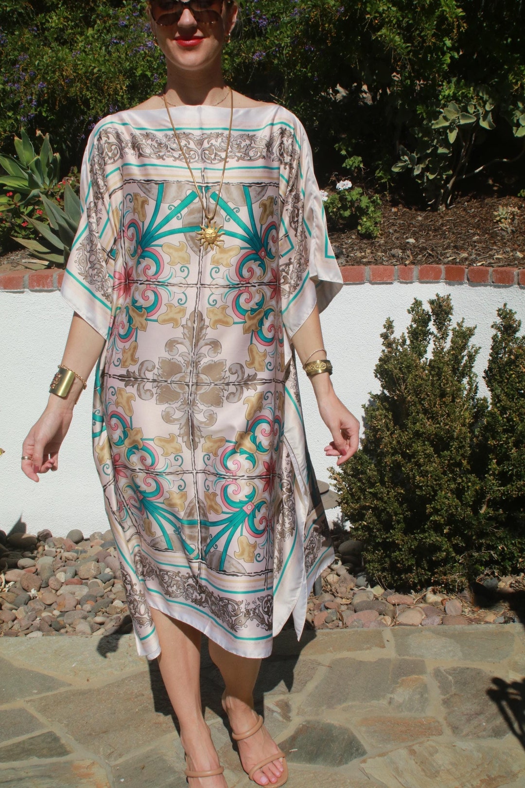 Soft Beige Womens Tunic Kaftans Dresses Resort Wear Coverup Beach Dress ...
