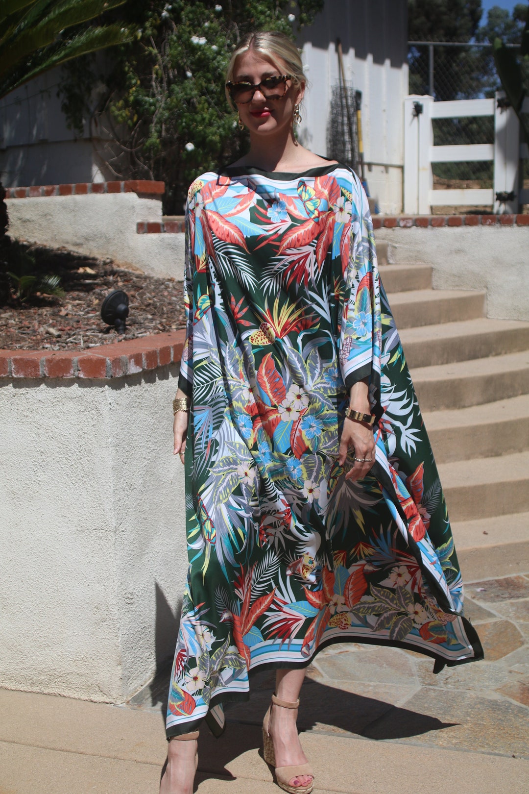 Tropical Print Designer Print Kaftan Silk Caftan Beach Coverup Womens ...