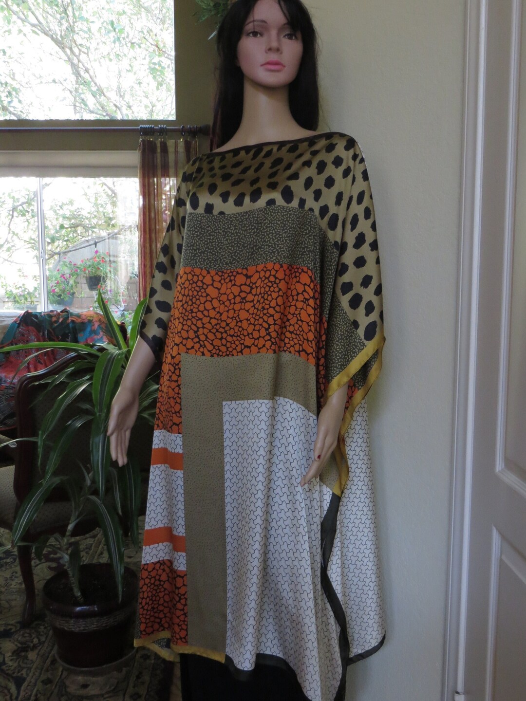 Combination Print Womens Silky Tunic Dresses Womens Tunics Coverup ...