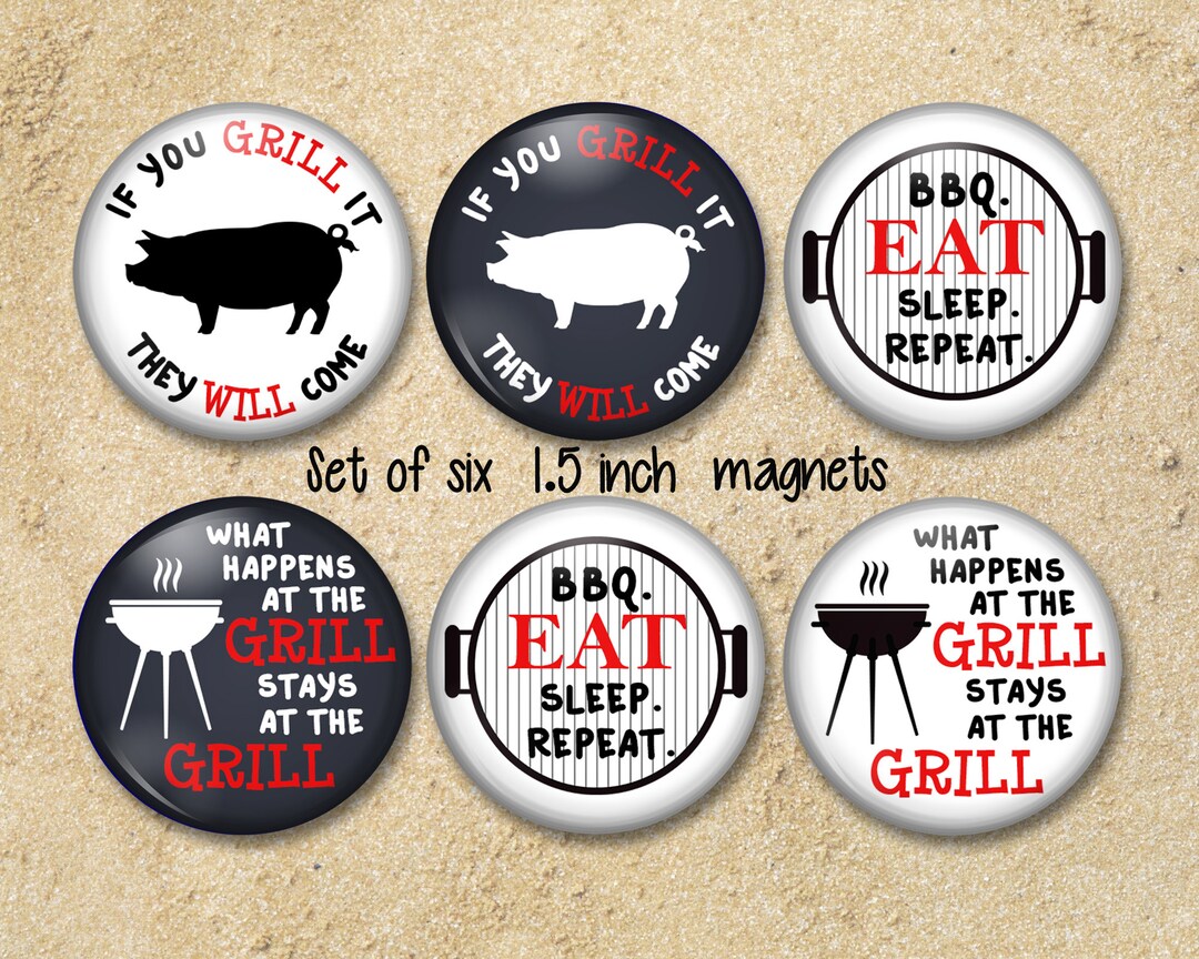 BBQ Magnets, BBQ Gift, Grilling Gift, Cute Magnets, Cooking Gift ...