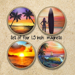 Beach Magnets, Tiki Bar, Magnets, Surfer Gift, Beach Lover Gift ...