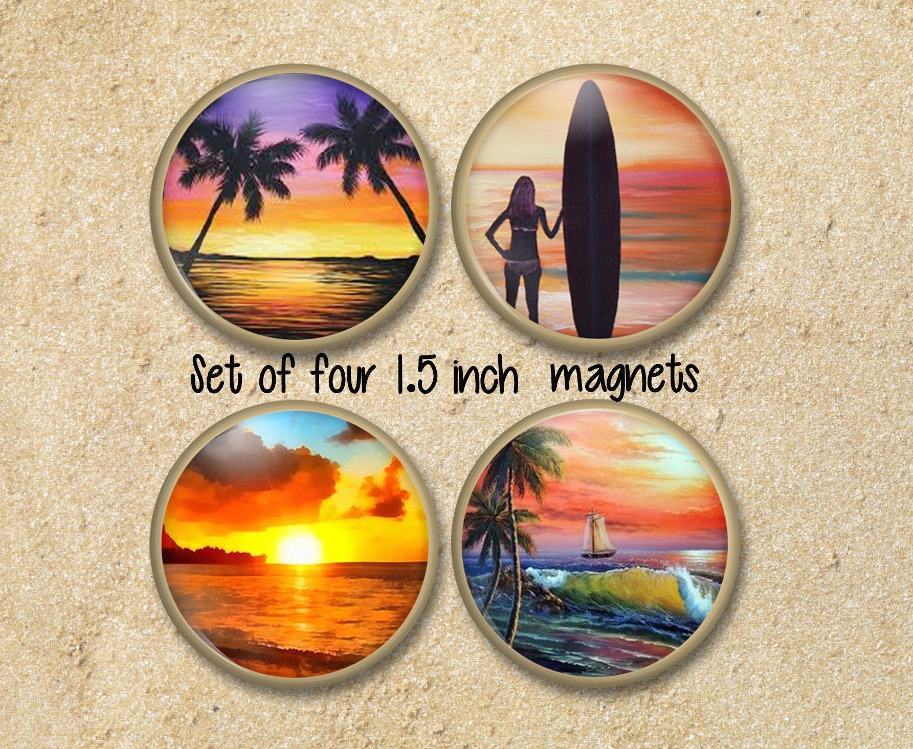 Beach Magnets Tiki Bar Magnets Surfer Gift Beach Lover - Etsy