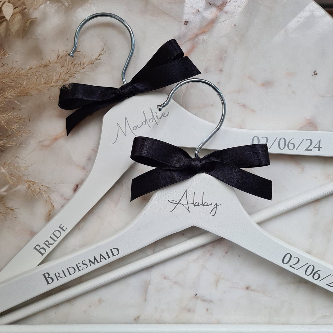 Ribbon Bow Personalised Wedding Hangers | Bridal Party Gift | Bride ...