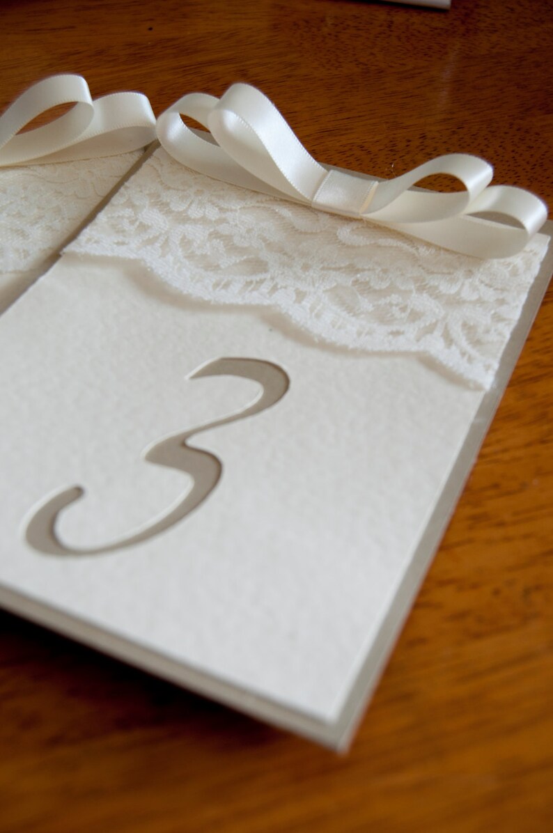Bow & Lace Cut out Table Number | Etsy