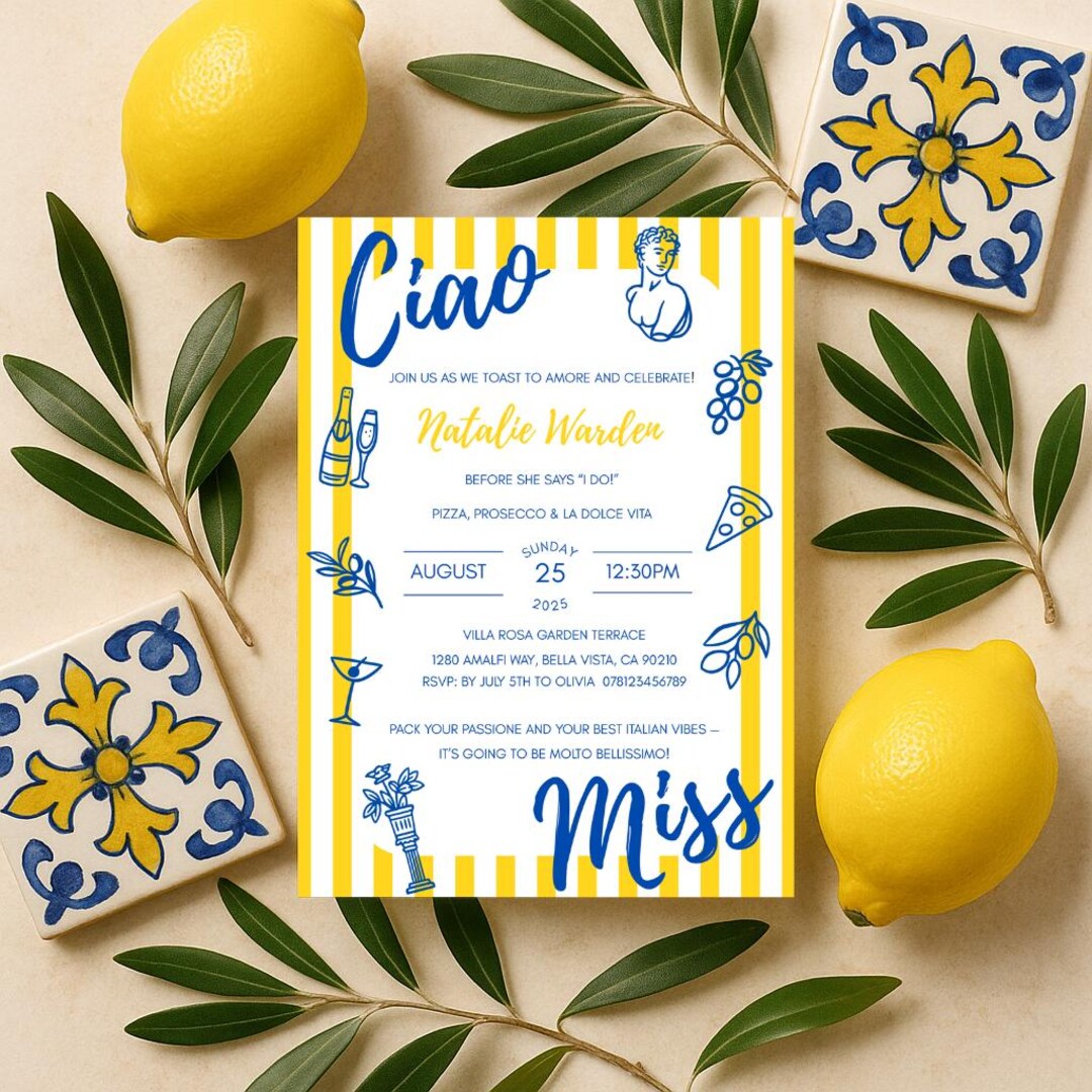 Italian Bridal Shower Invitation – Amalfi Lemon Theme (digital Template ...