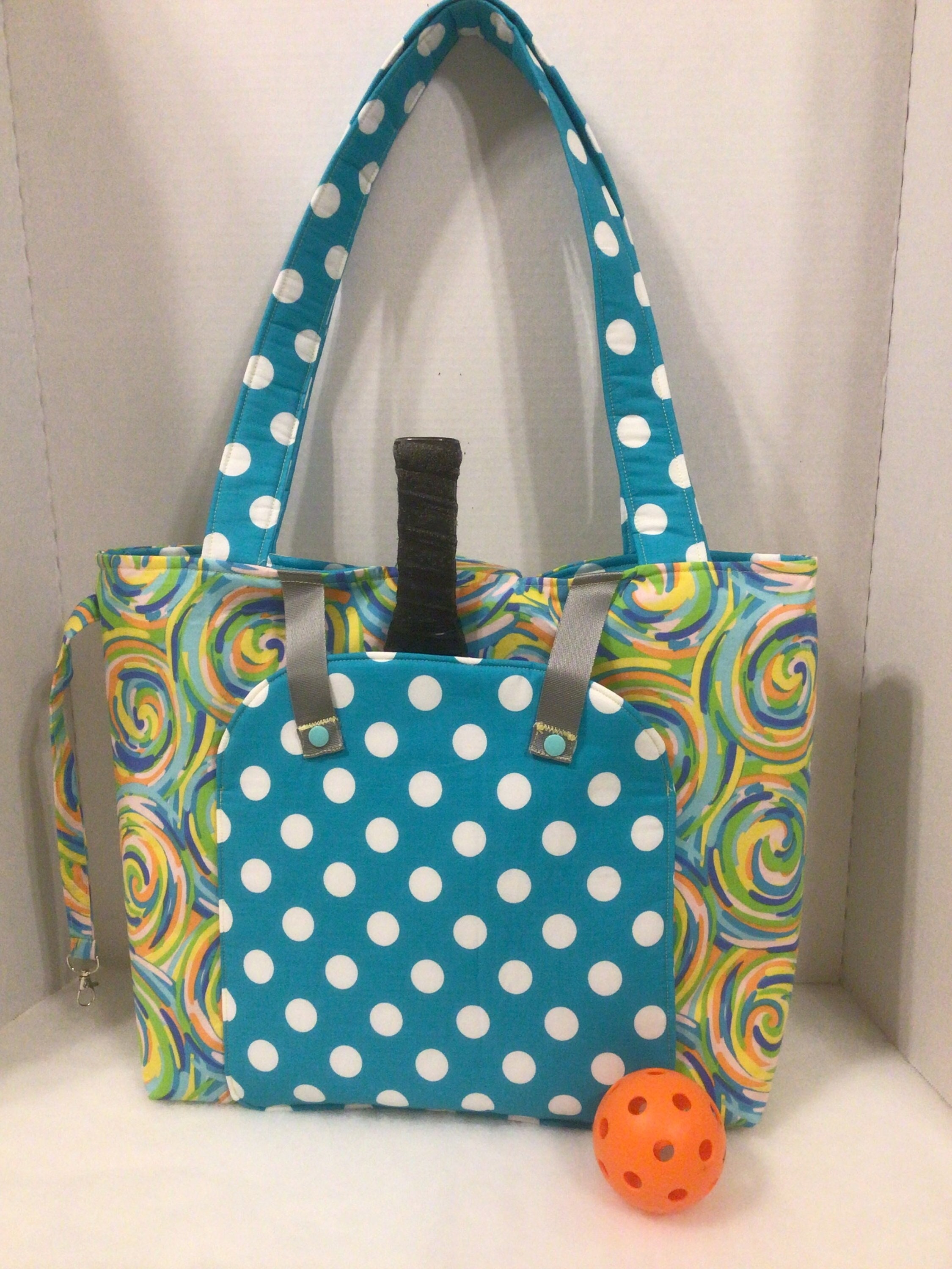 Pickleball Bag Womens Pickleball Tote Blue And White Polka Dot Sports