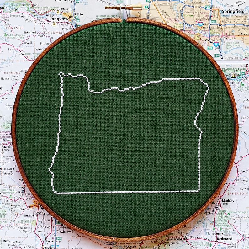 State of Oregon Map, CROSS STITCH PATTERN - Etsy
