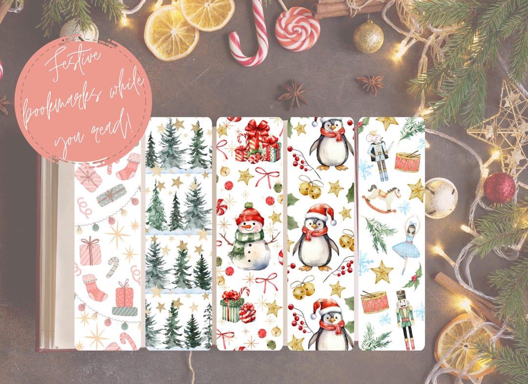 Holiday Printable Bookmarks - Etsy