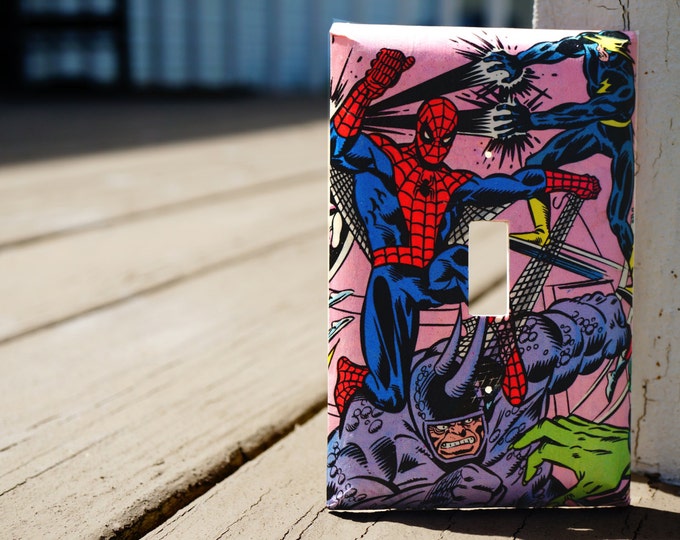 Spider-man Comic Book Light Switch Cover Made From Authentic - Etsy