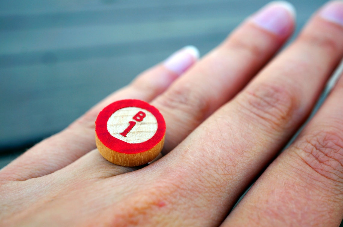 Adjustable Bingo Ring Choose One Red Repurposed Marker - Etsy