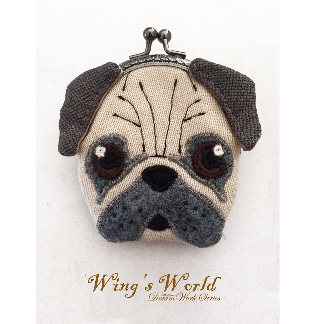 Pug Purse, Pug Dog Coin Purse, Pug Dog Purse, Felt Pug Metal Frame ...