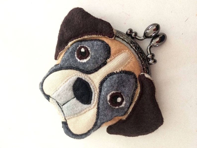 Boxer Dog Purse, Boxer Coin Purse, Dog Purse, Felt Dog Metal Frame ...