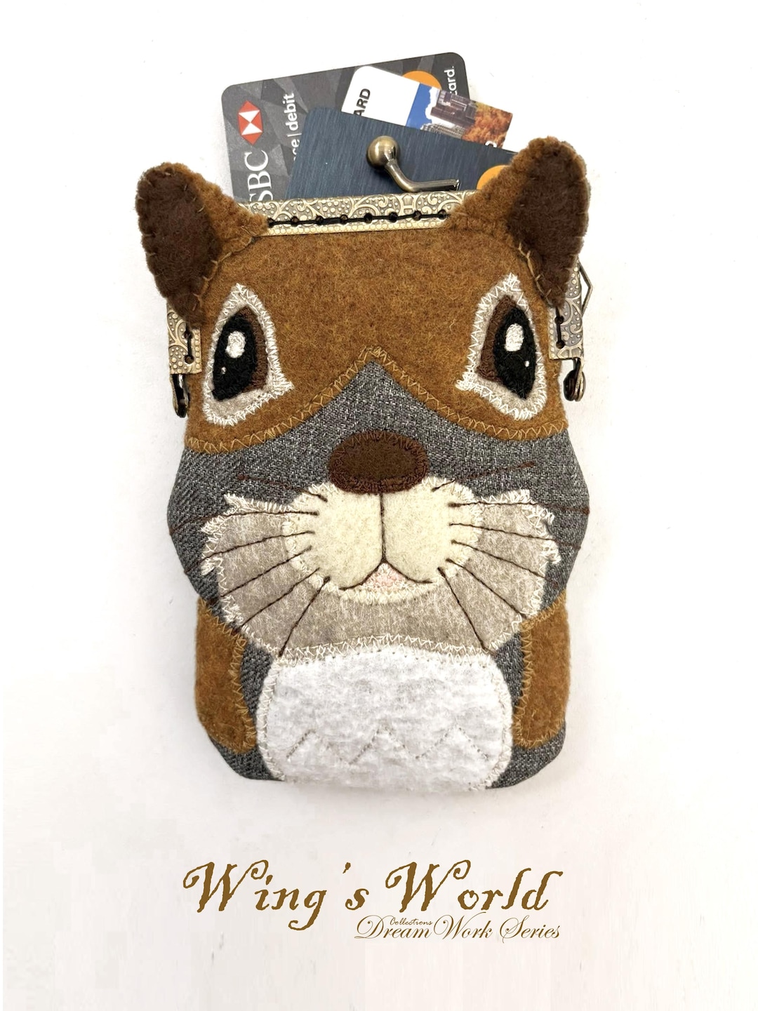 Squirrel Credit Card Holder Coin Purse, Animal Card Holder, Squirrel ...