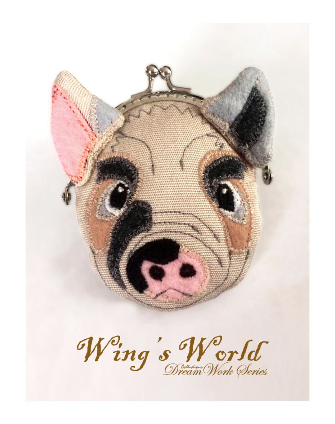 Pig Purse, Pig Coin Purse, Purse, Felt Piggy Metal Frame Kisslock Coin ...
