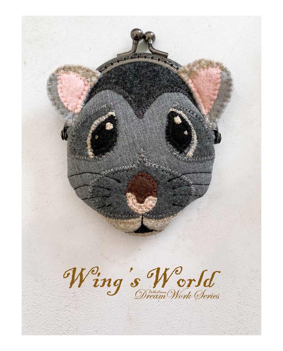 Rat Purse, Silvermane Rat Coin Purse, Felt Rat Metal Frame Kisslock ...