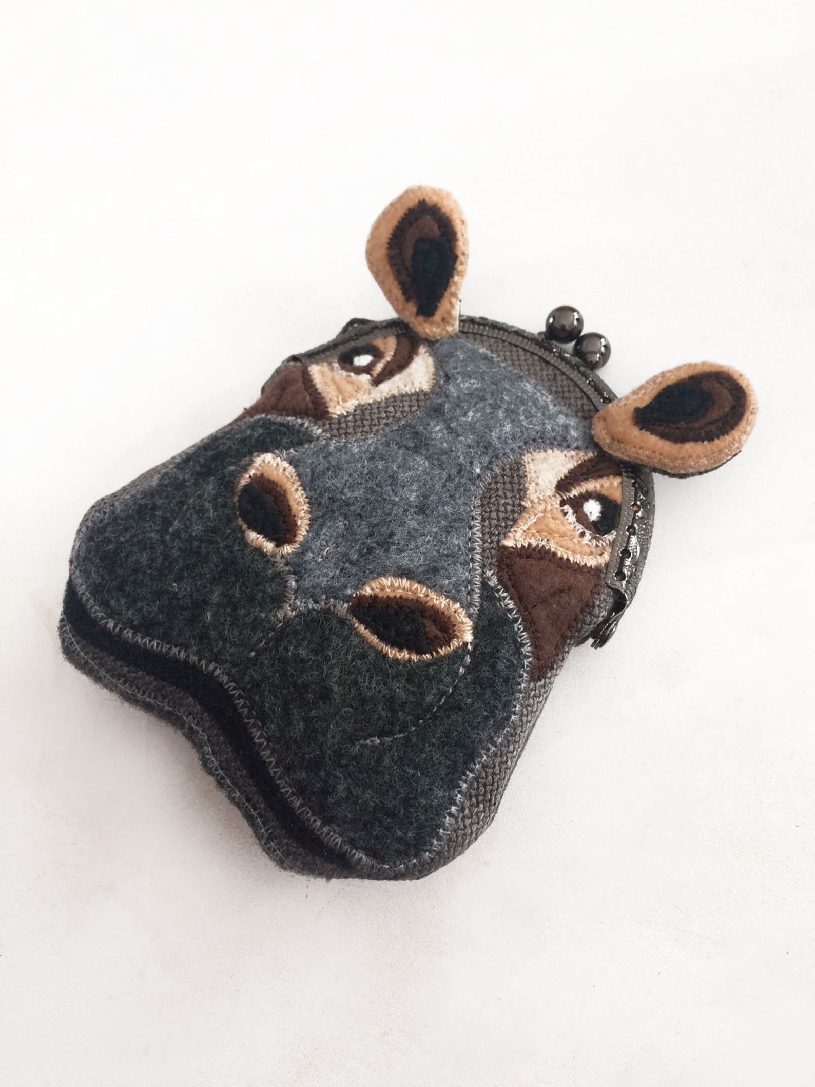 Hippopotamus Purse Hippo Coin Purse Purse Felt Hippo Metal - Etsy