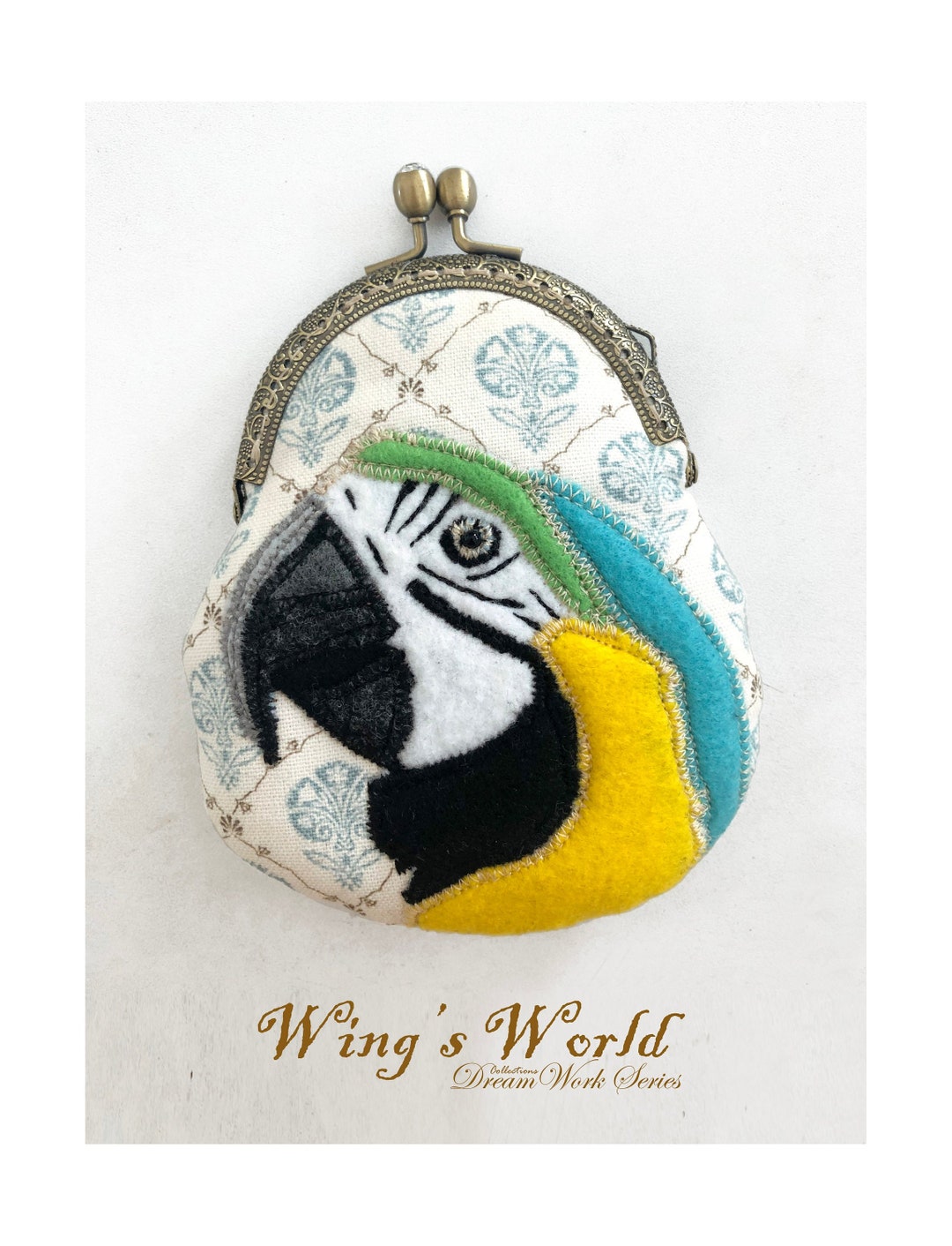 Parrot Purse, Parrot Head Coin Purse, Bird Purse, Felt Parrot Frame ...